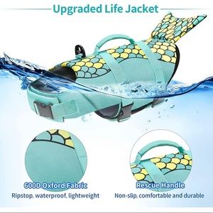 malier | Dog | Shark Dog Life Jacket With Rescue Handle Lifesaver ...